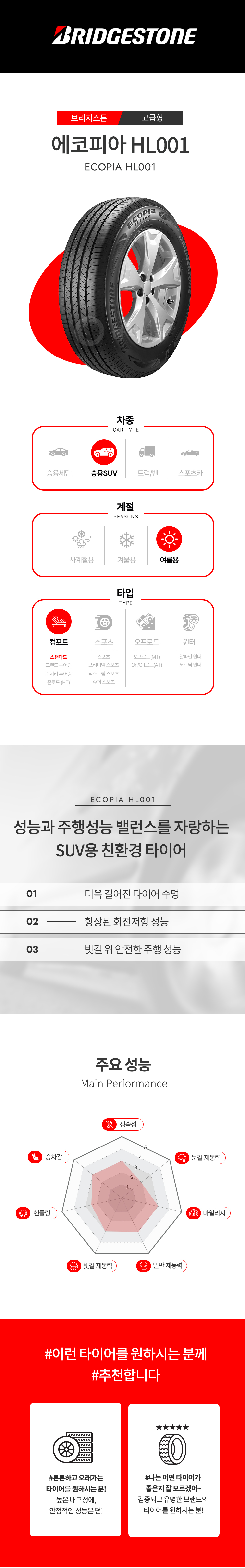 브리지스톤 | 에코피아 HL001 | 블랙서클 | 온라인 No.1 타이어 도매 쇼핑몰